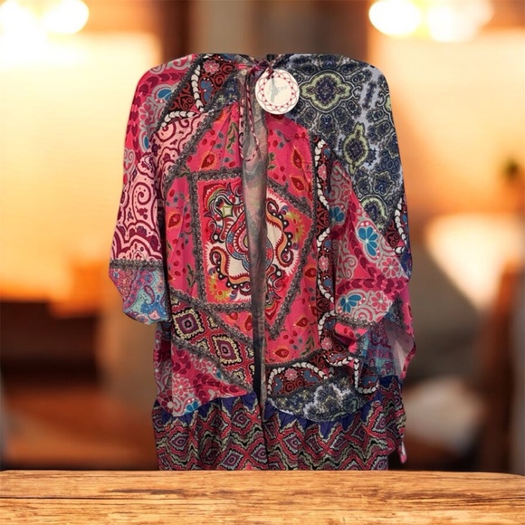 Umgee | Tops | Umgee Pink And Blue Paisley Tunic Nwt Boho Coverup ...